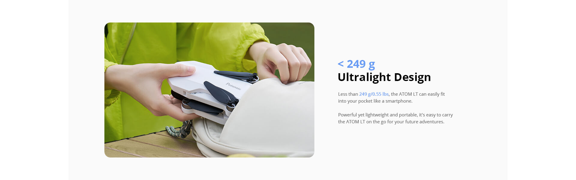 ATOM LT Sub-250g GPS Camera Drone with 40 Mins Flight Time, C0 – Potensic